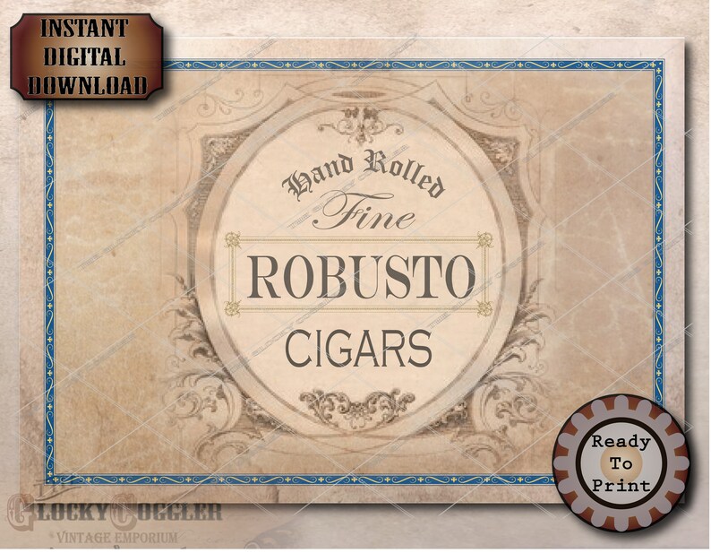 5 CIGAR BOX LABELS Printable Set Whiskey & Cigars Bar Party - Etsy