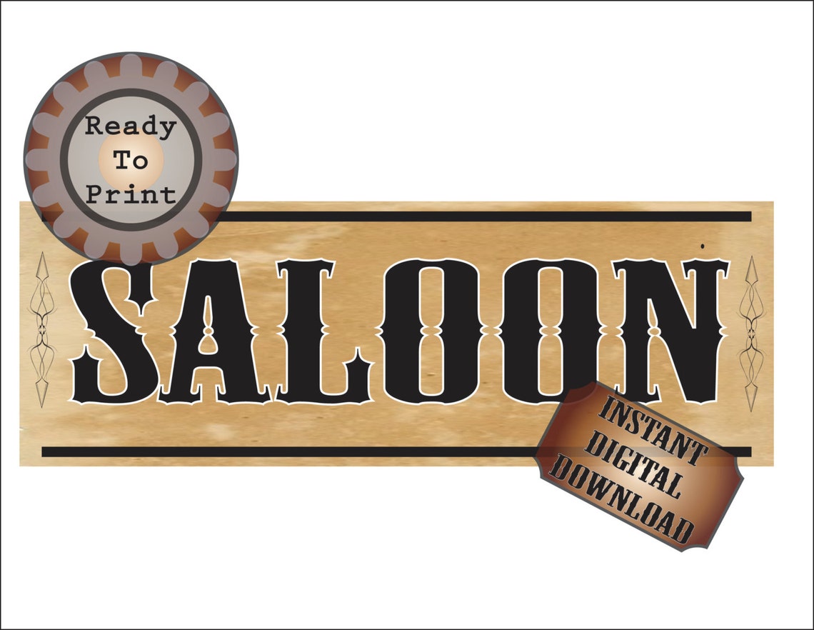 Saloon Banner Printable PDF 24 by 72 Inch Bachelor Party Sign Wild West ...