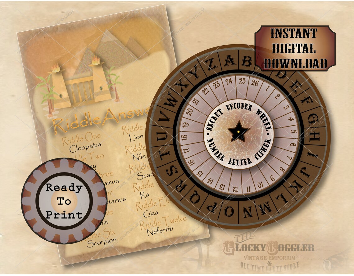 Egyptian Decoder Wheel & Riddles Printable 5 Jpg Set | Etsy Canada