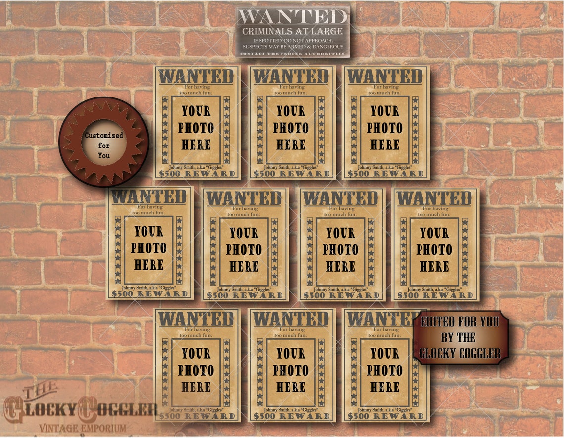 10 Custom WANTED POSTER Printable JPG Files Wedding New | Etsy