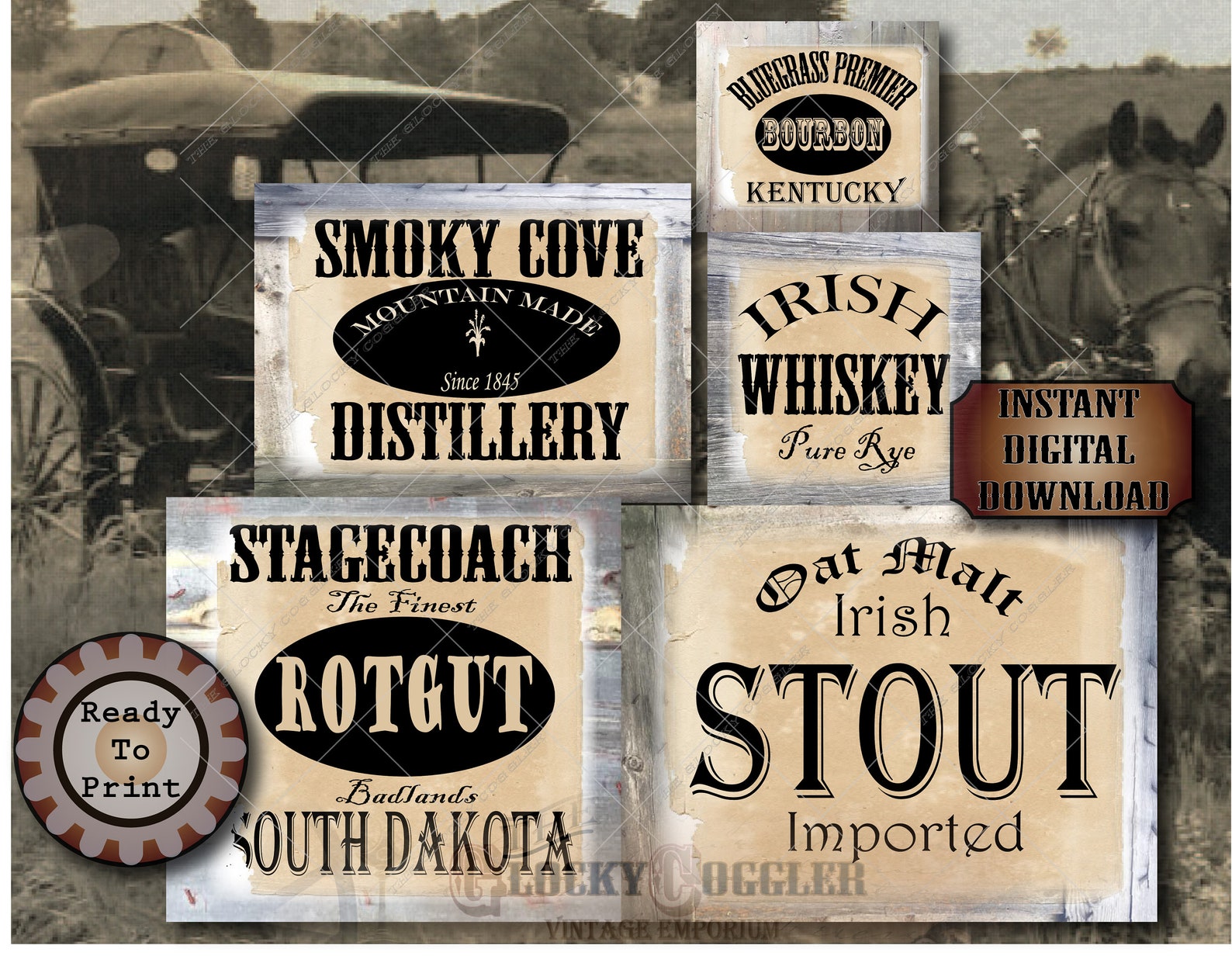 THE Original Booze Crate Labels Wild West Prohibition - Etsy