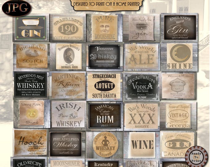 30 Prohibition Bootlegger Crate Labels JPG Set ~ Speakeasy Roaring 20s ...