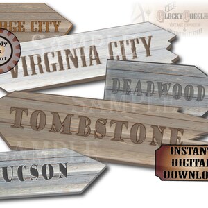 Wild West Directional Signs Printable Set ~ 5 Life Size Western Wedding ...