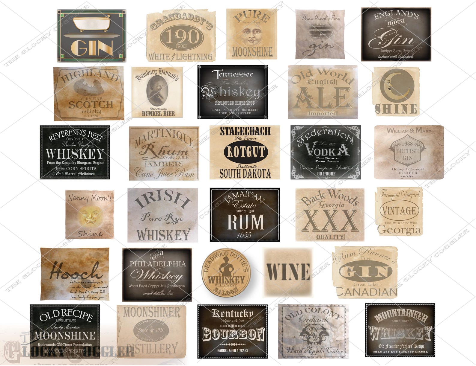 30 Prohibition Bootlegger Crate Labels JPG Set ~ Speakeasy Roaring 20s ...