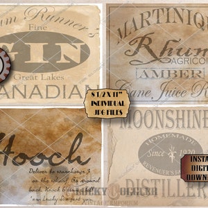 12 Prohibition Bootlegger Crate Label Props JPG Set ~ 8.5X11 Speakeasy ...