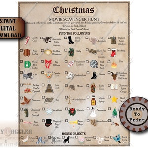 Christmas Movie SCAVENGER HUNT Printable File Family Night Social ...