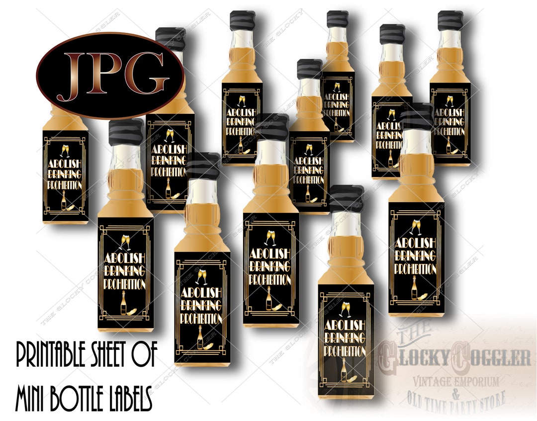 ABOLISH PROHIBITION Mini Liquor Bottle Labels Printable ~ 12 2x3 ...