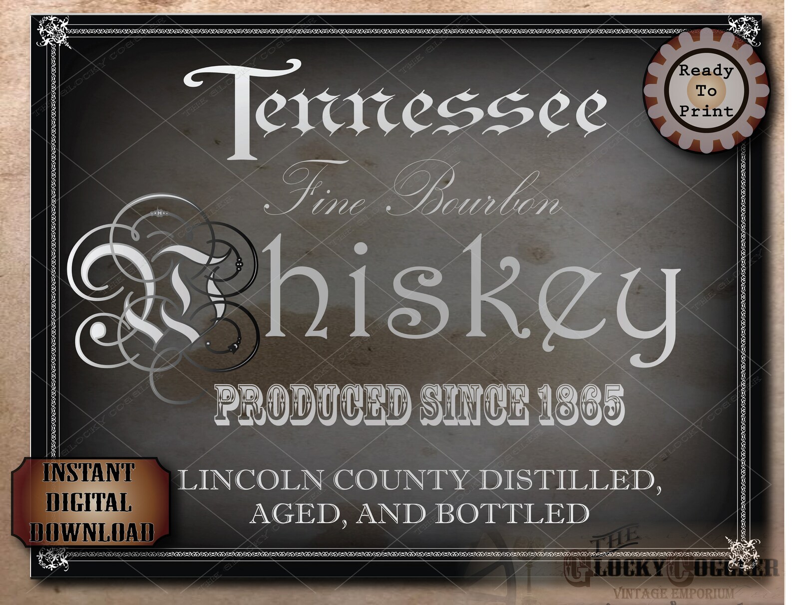 5 Whiskey Crate Labels Printable Set JPG Files ~ Pre-prohibition Civil ...