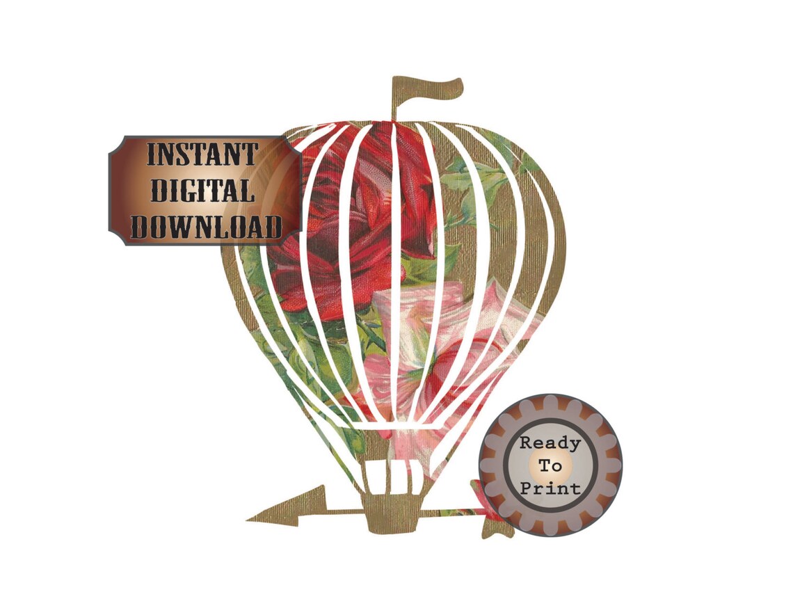 Victorian Rose Airship Dirigible Printable Masking Art Relief - Etsy