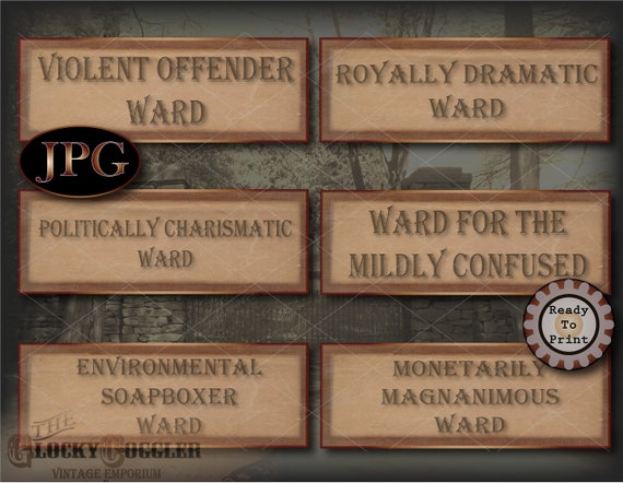 ASYLUM WARD SIGNS Asylum Printable Party Prop Set Jpg - Etsy