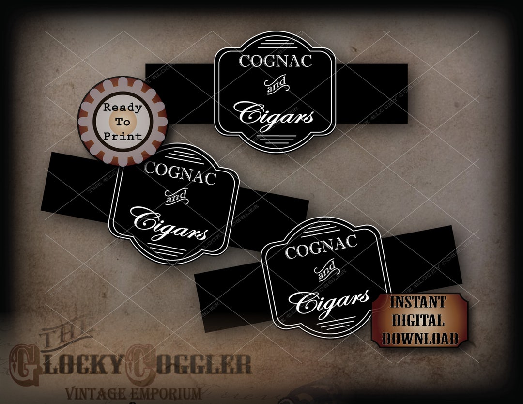 COGNAC AND CIGARS Cigar Wrap Labels Printable Jpg File Digital Download ...