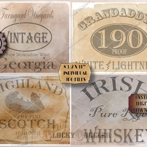 12 Prohibition Bootlegger Crate Label Props JPG Set ~ 8.5X11 Speakeasy ...