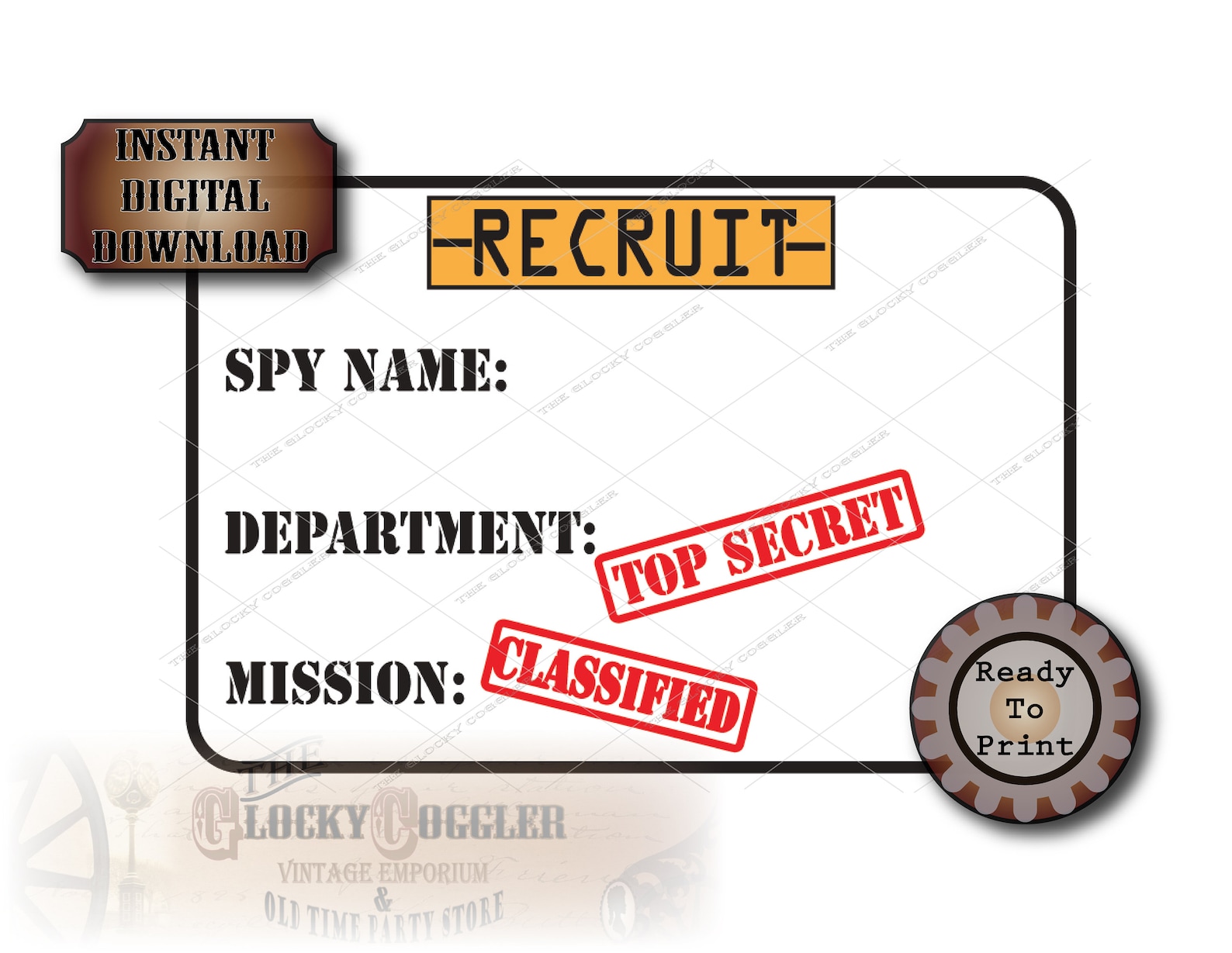 Spy Secret Agent I.D. Digital Set MURDER MYSTERY Detective - Etsy