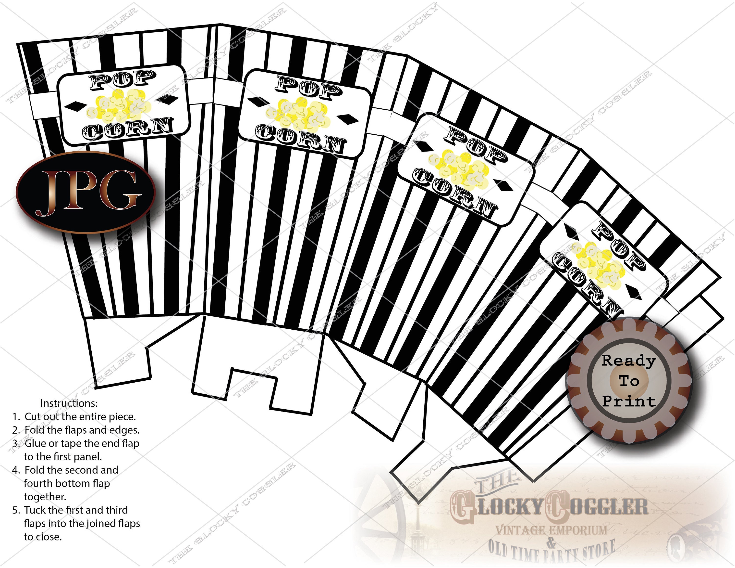 Vintage Popcorn Box Template