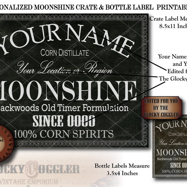 Custom Bottle Labels Moonshine - Etsy