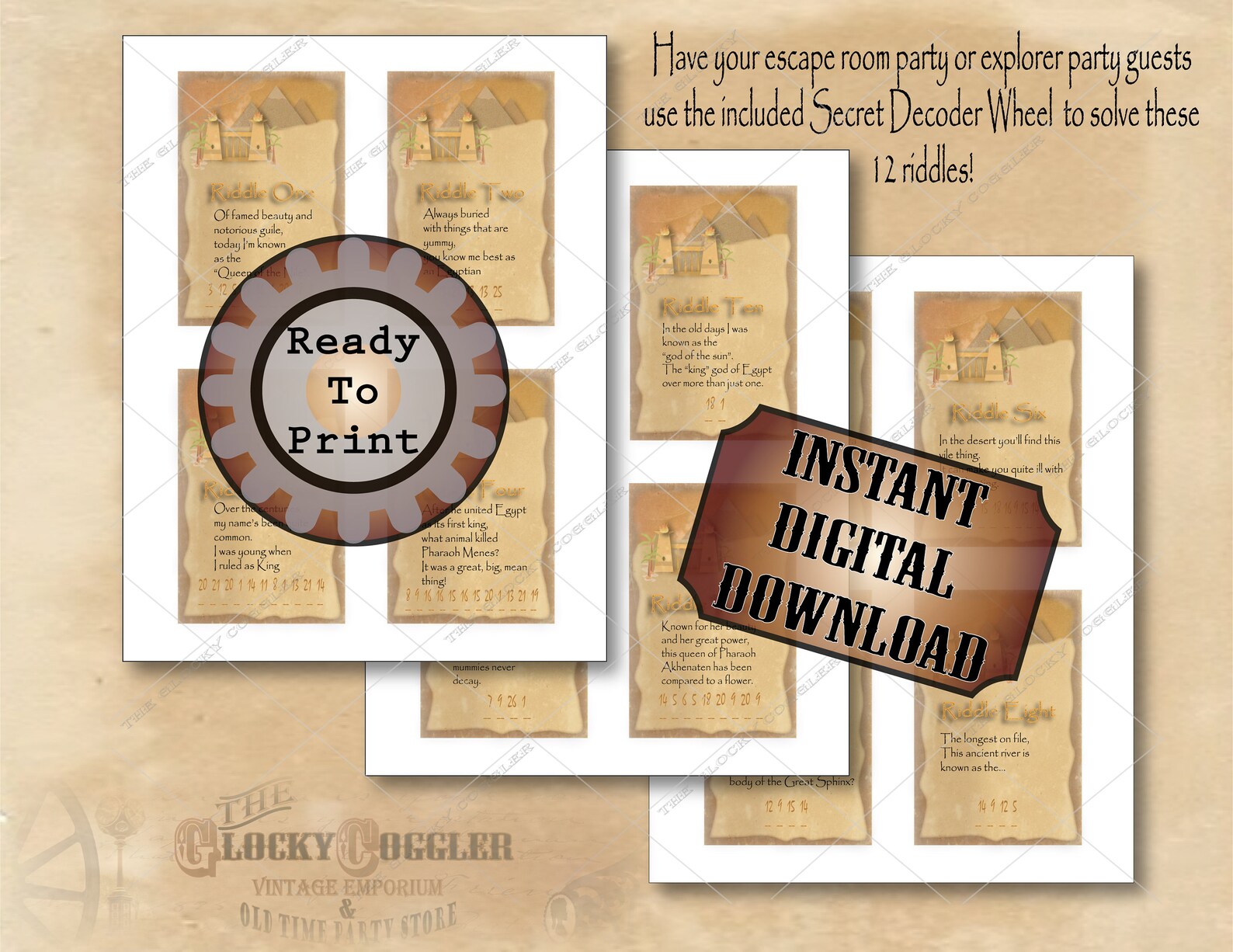 Egyptian Decoder Wheel & Riddles Printable 5 Jpg Set ~ Explorer ESCAPE ...