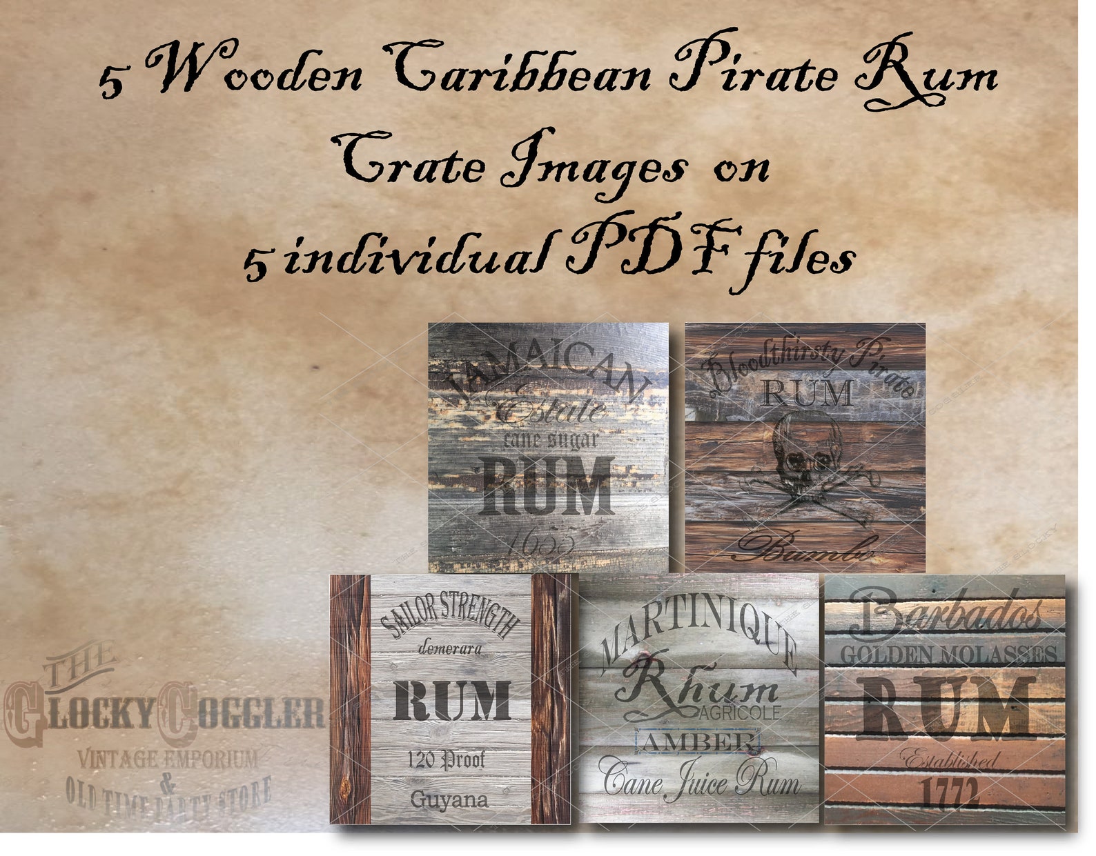 5 Caribbean Rum Crate Labels Printable PDFs 12X12 | Etsy