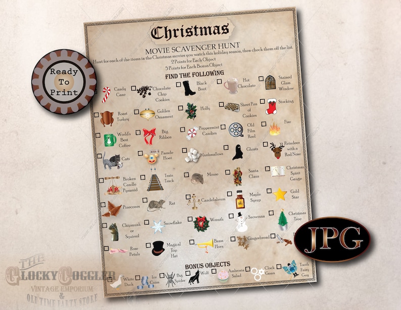 Christmas Movie SCAVENGER HUNT Printable File Family Night | Etsy