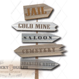 Wild West Town Directional Signs Printable ~ 5 Life Size Western Props ...