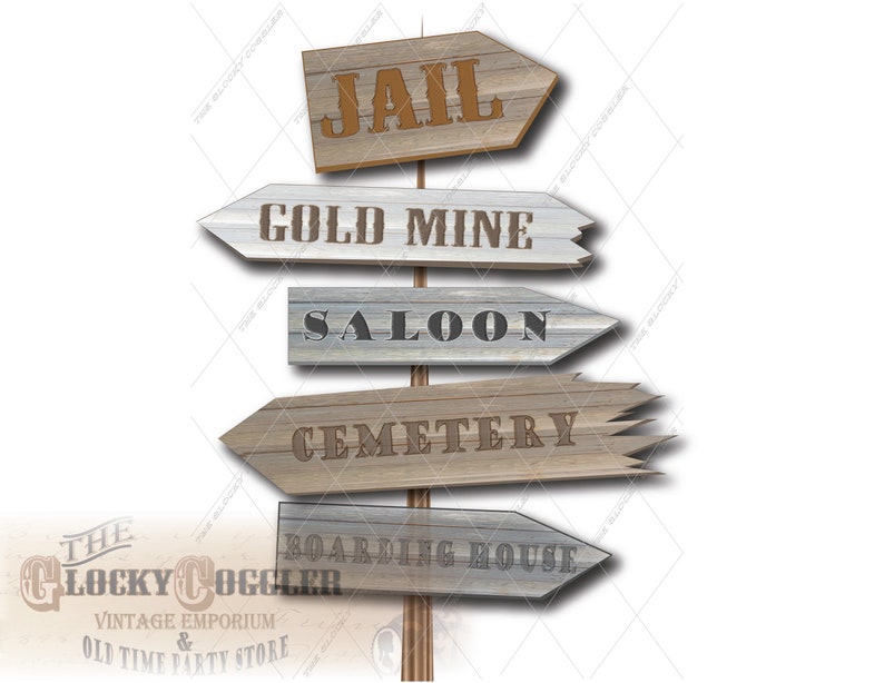 Wild West Town Directional Signs Printable 5 Life Size - Etsy
