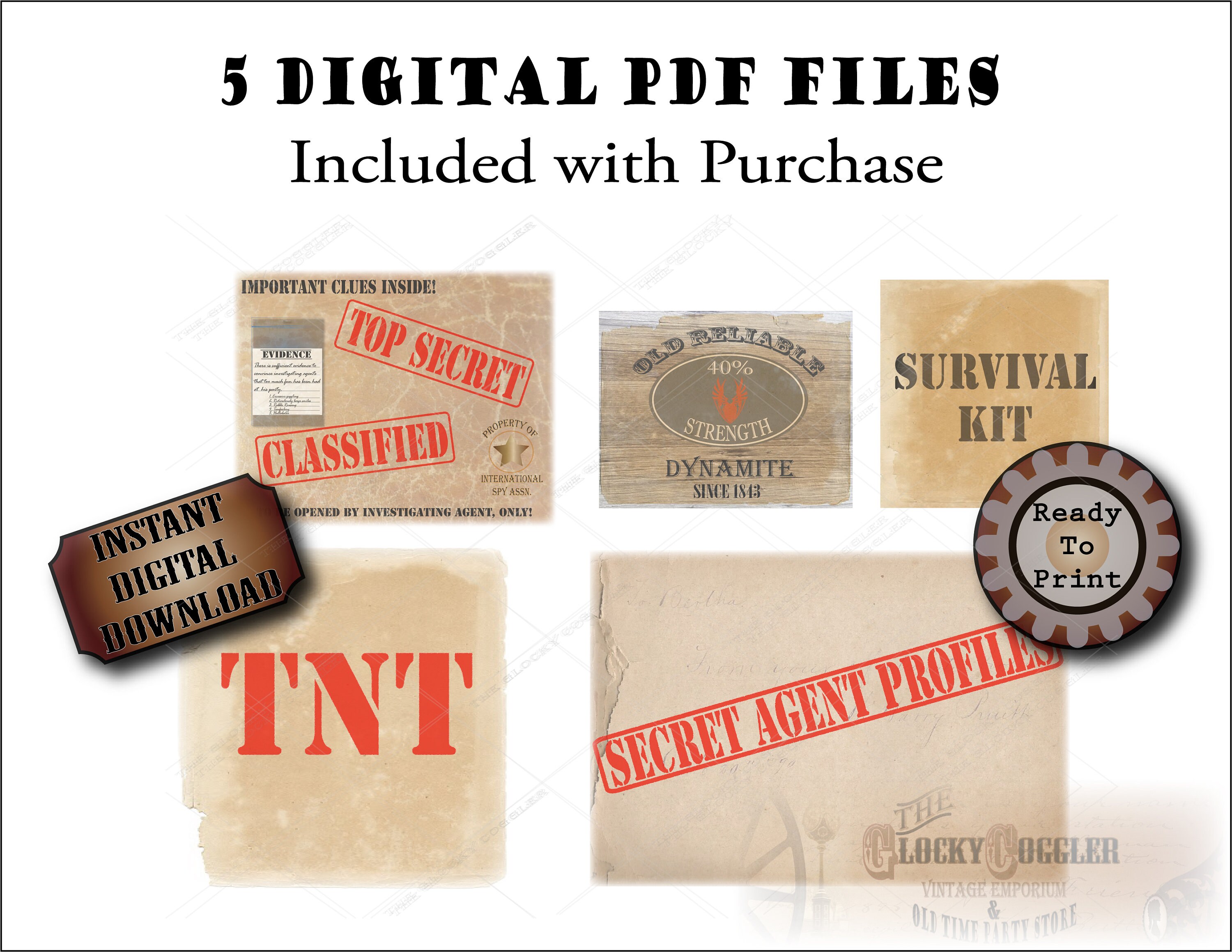5 Pdfs ESCAPE ROOM PARTY Crate Labels ~ Spy Secret Agent Detective ...