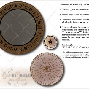Secret Decoder Wheel Escape Room Printable Puzzle Cipher ~ 3 JPG Files ...
