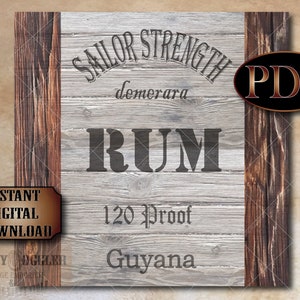 5 Caribbean Rum Crate Labels Printable Pdfs ~ 12x12" Pirate Wood Images ...