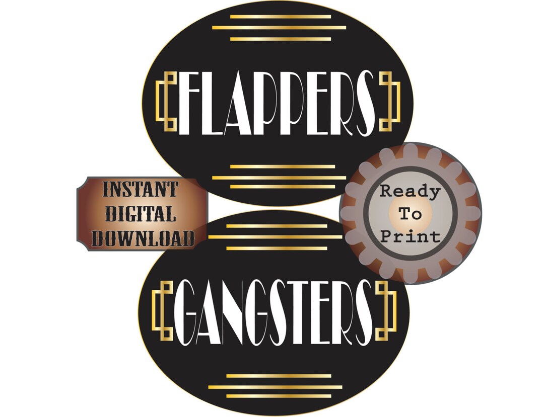 Flappers Gangsters Restroom Door Signs Printable Gatsby Party Art Deco ...