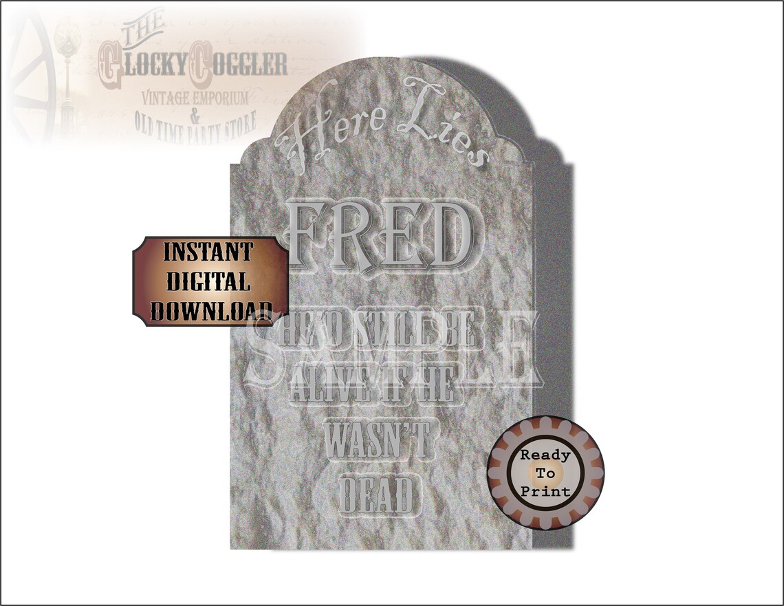 5 Gravestones Printable Halloween Decorations Wild West - Etsy