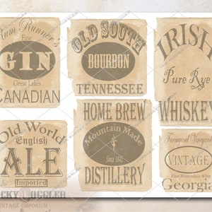 Booze Bottle Labels 6 Bootleg Printable Prohibition Speakeasy Gatsby ...