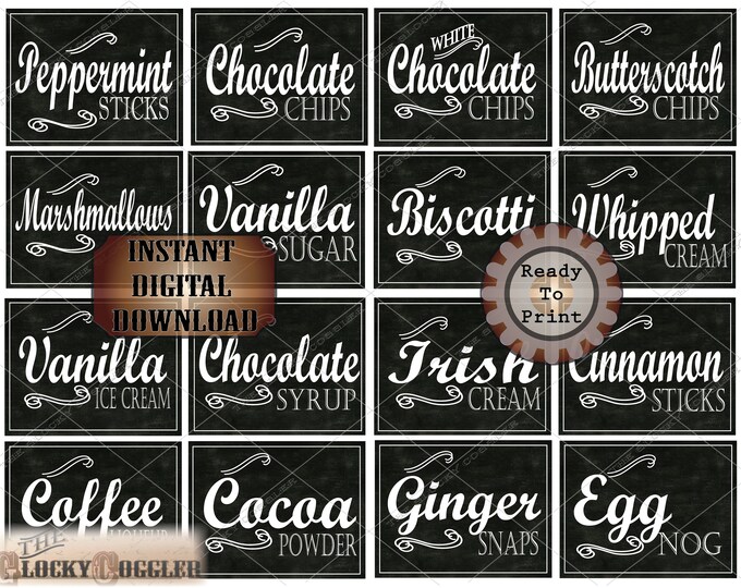 Hot Chocolate Toppings Printable Set ~ Simple Chalkboard Art Style 16 ...