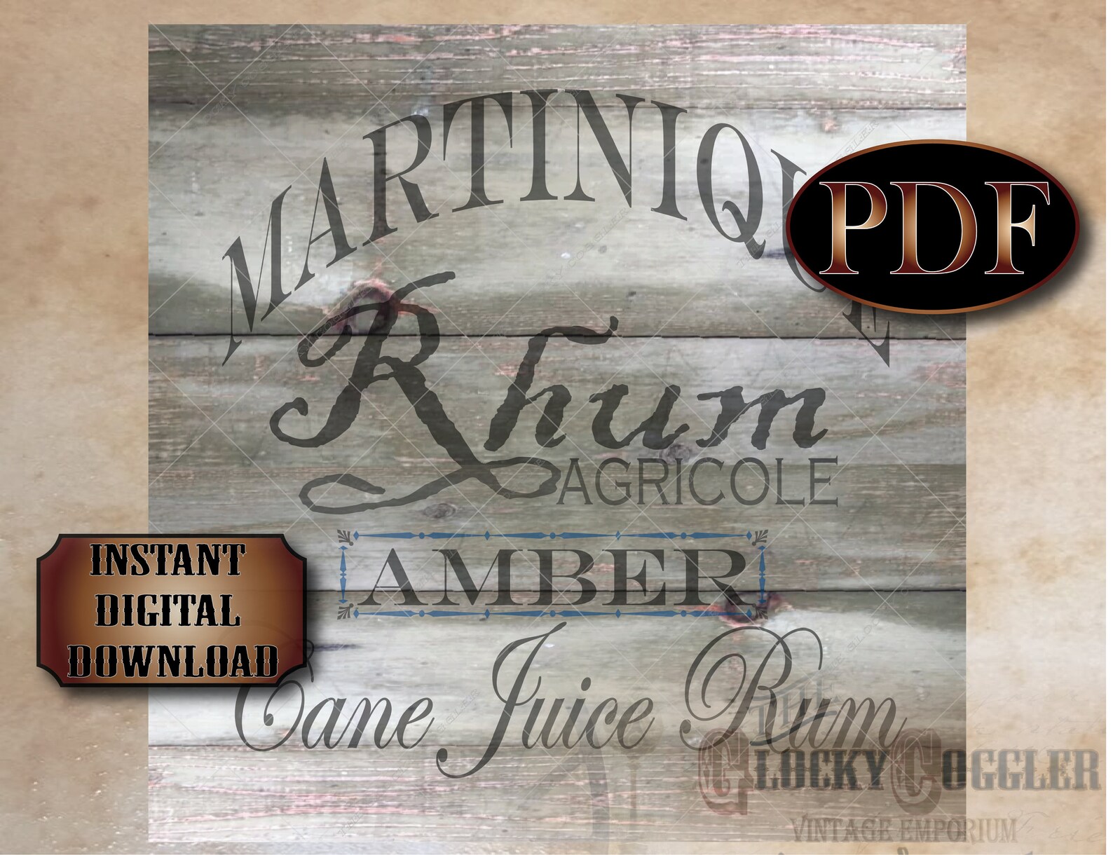 5 Caribbean Rum Crate Labels Printable PDFs 12X12 | Etsy