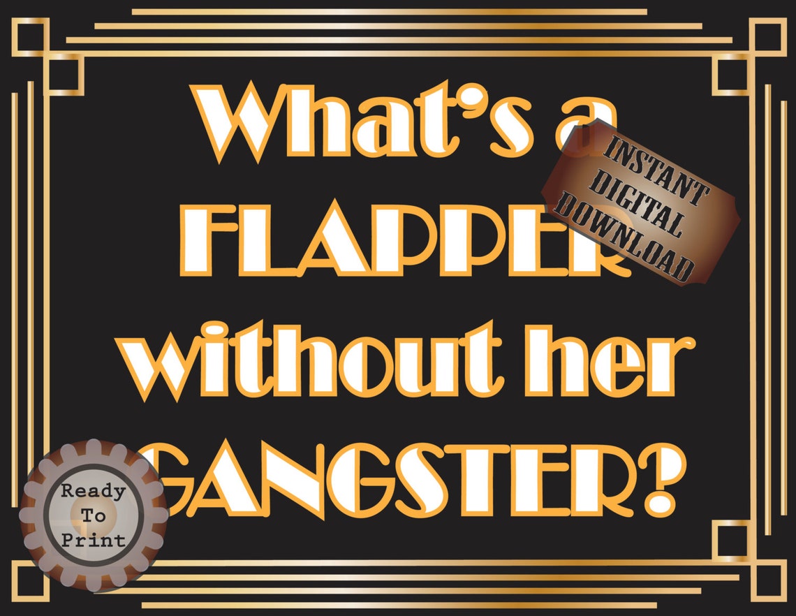 Flapper Gangster Sign Printable Roaring 20s Prohibition Era | Etsy