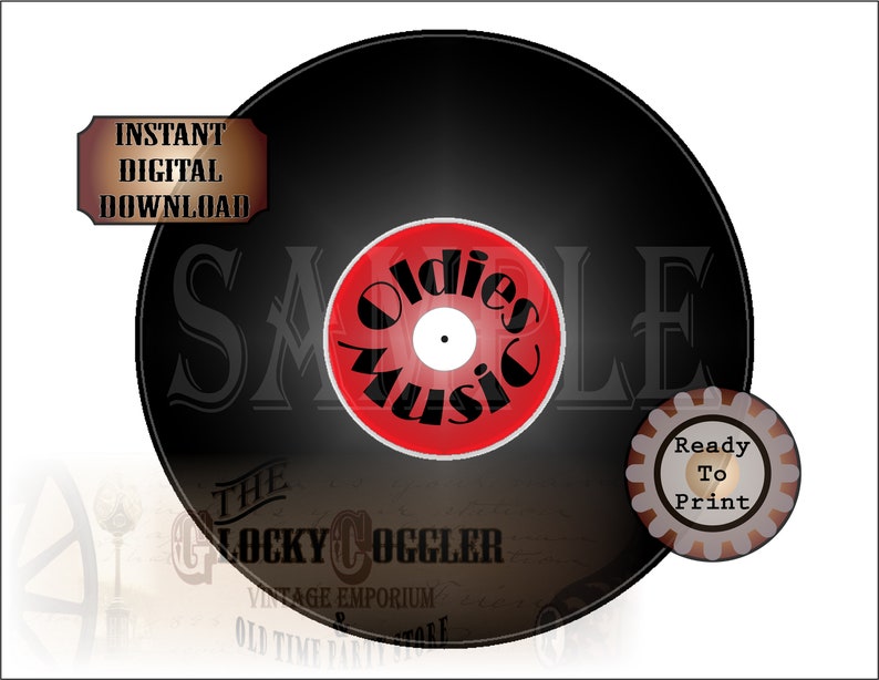 50s Printable Vinyl Record Images 5 PDF Files ~ 11x11" 1950s Retro ...