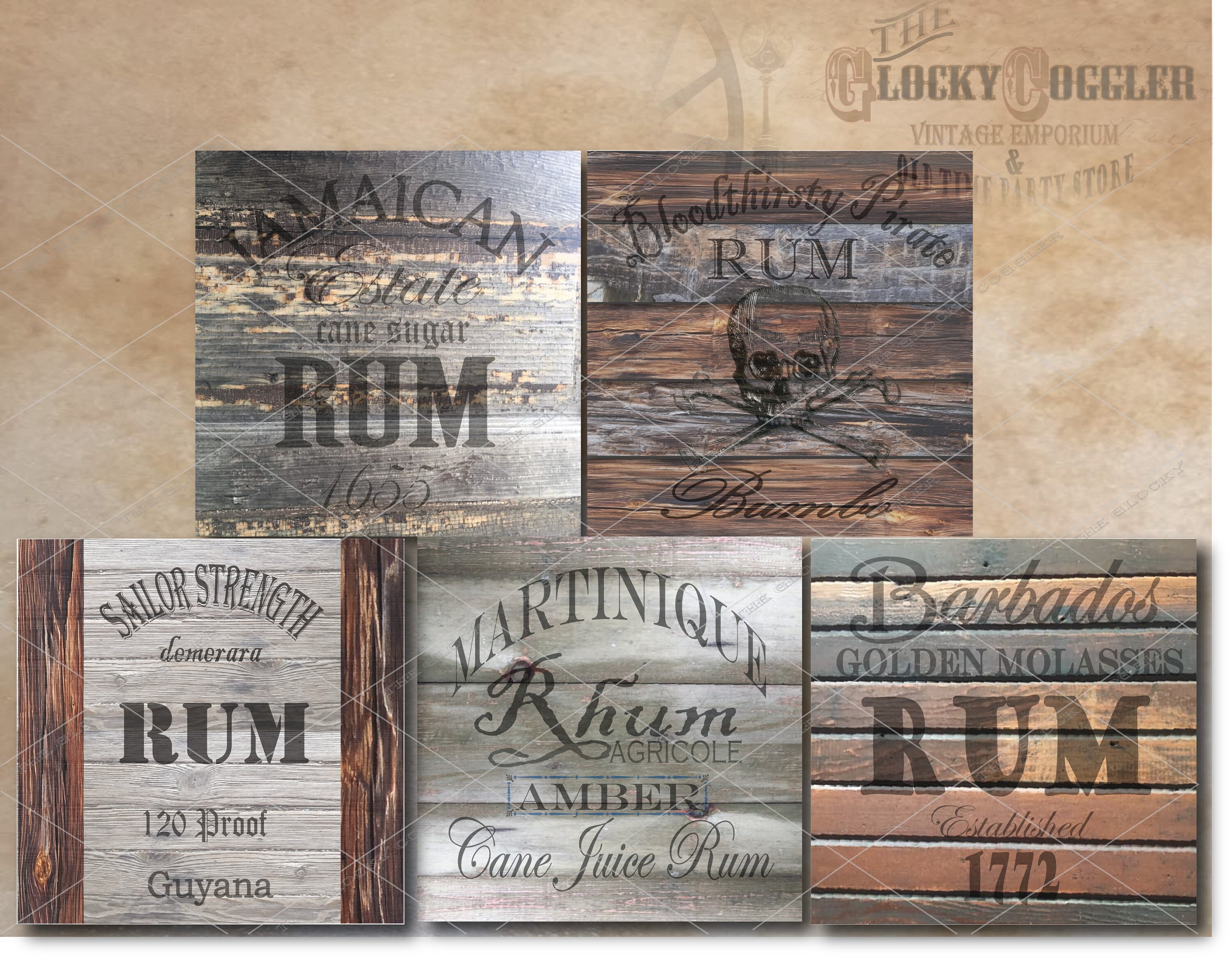 5 Caribbean Rum Crate Labels Printable PDFs 12X12 | Etsy