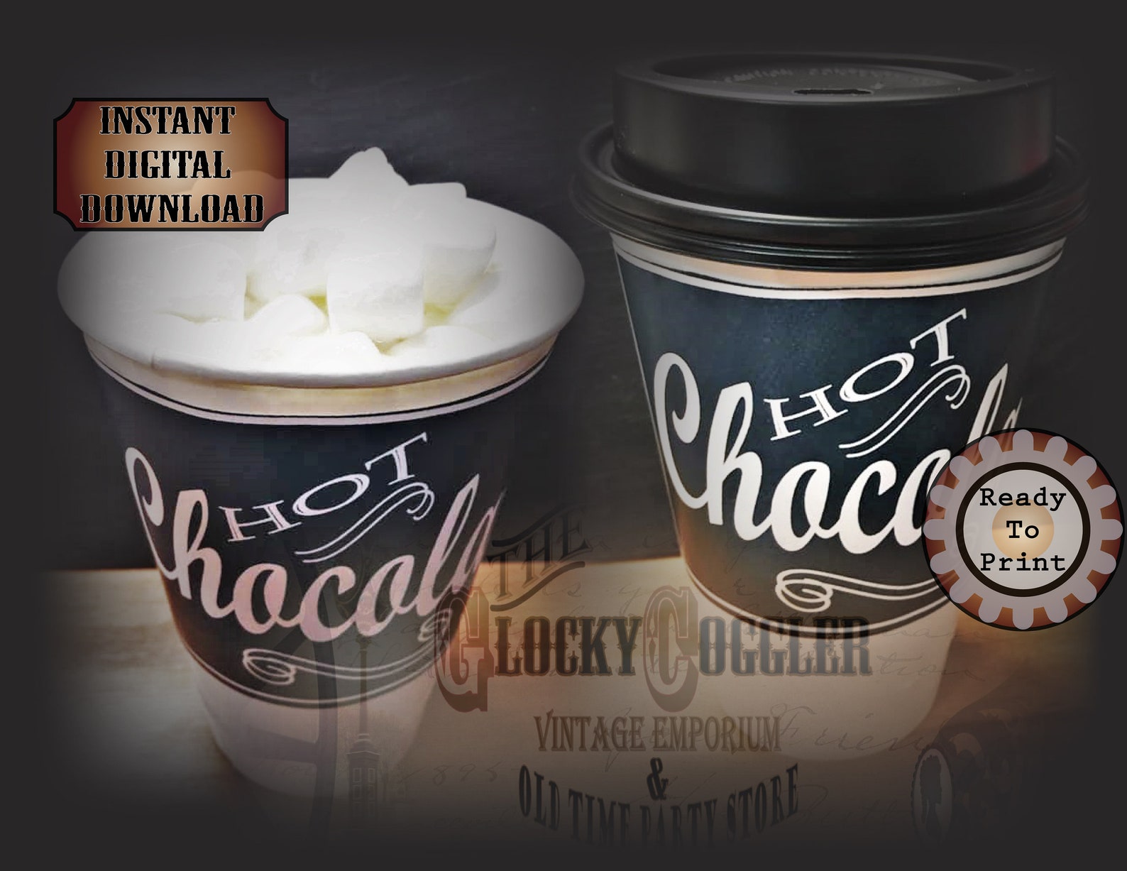 HOT CHOCOLATE Printable Cup Sleeve Decorative Chalkboard Art | Etsy