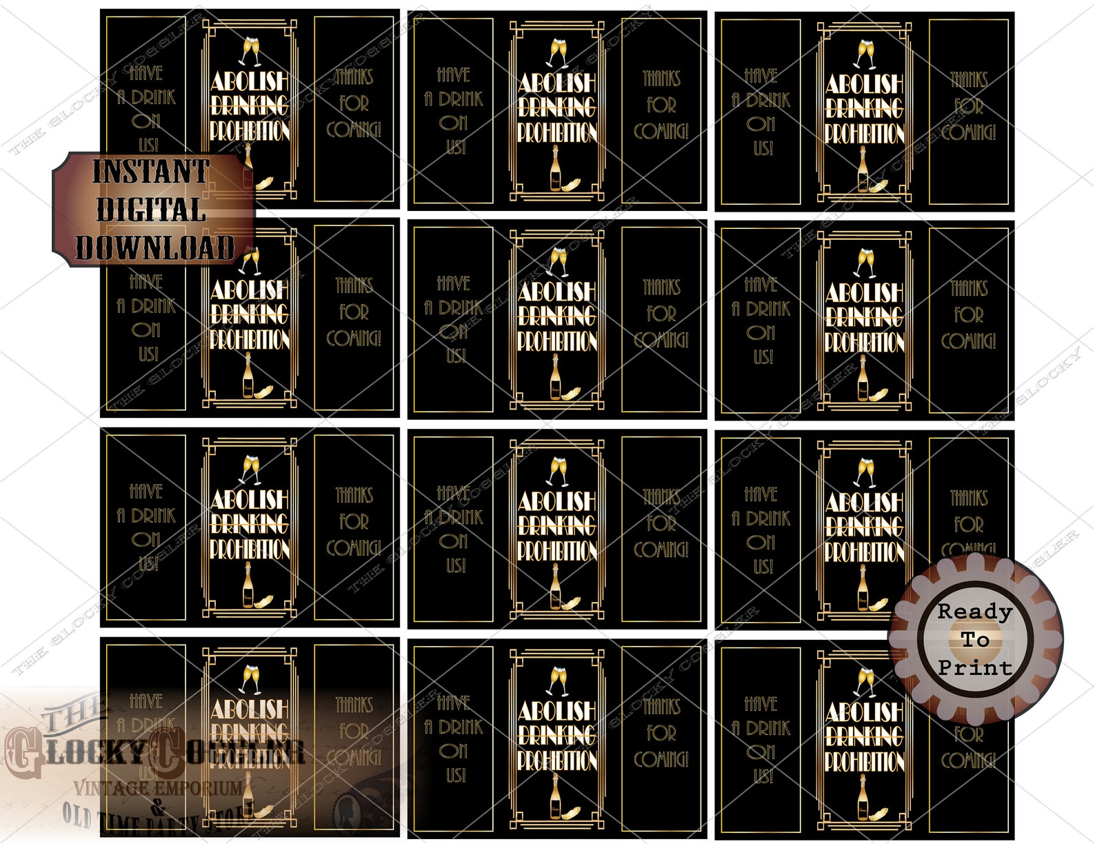 ABOLISH PROHIBITION Mini Liquor Bottle Labels Printable ~ 12 2x3 ...