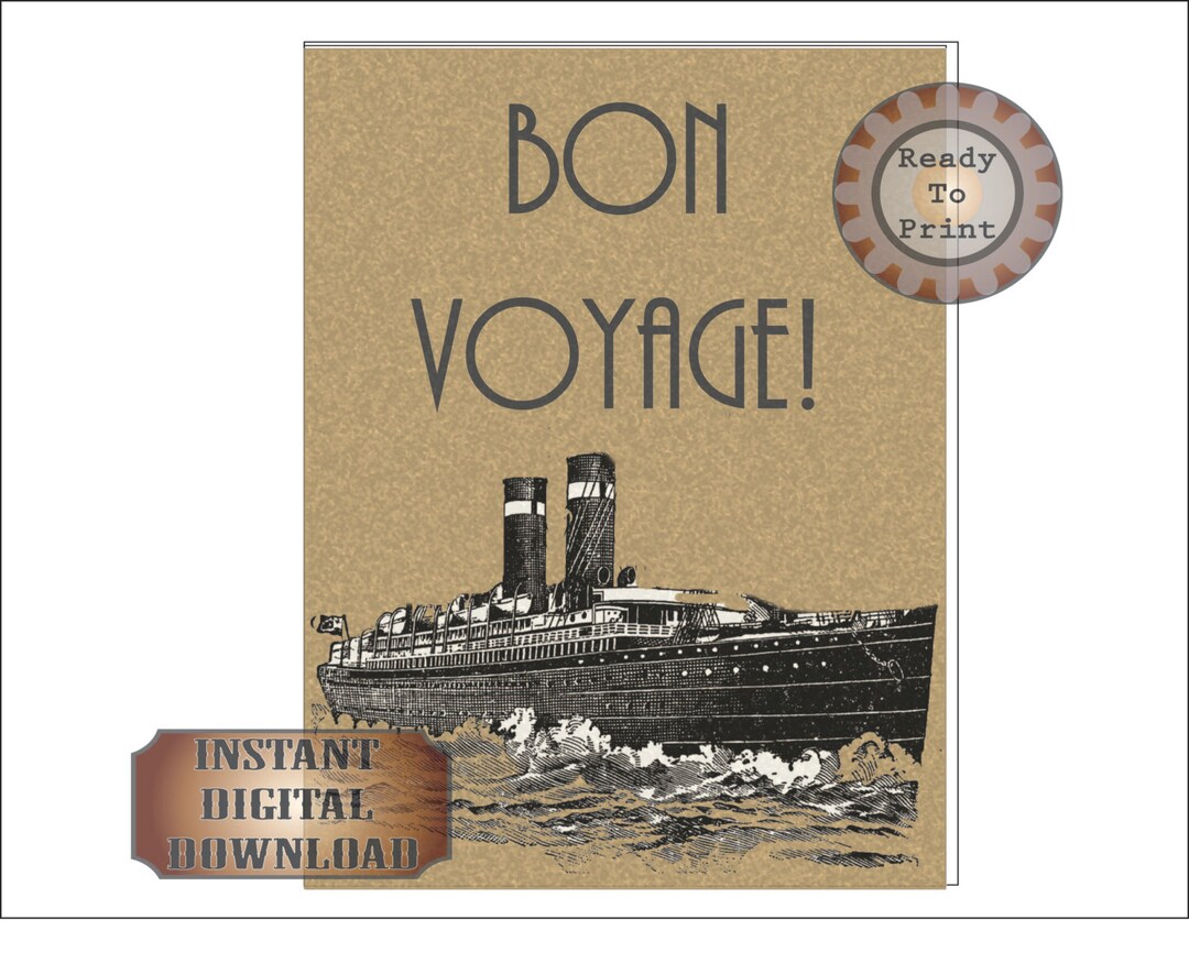 Bon Voyage Sign Printable ~ Roaring 20s Travel Poster ~ Gatsby Era Art ...