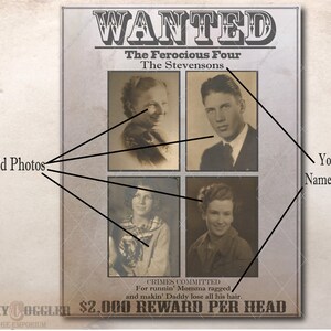 5 WANTED Posters Printable Set ~ Blank Picture Areas, Space for Text ...