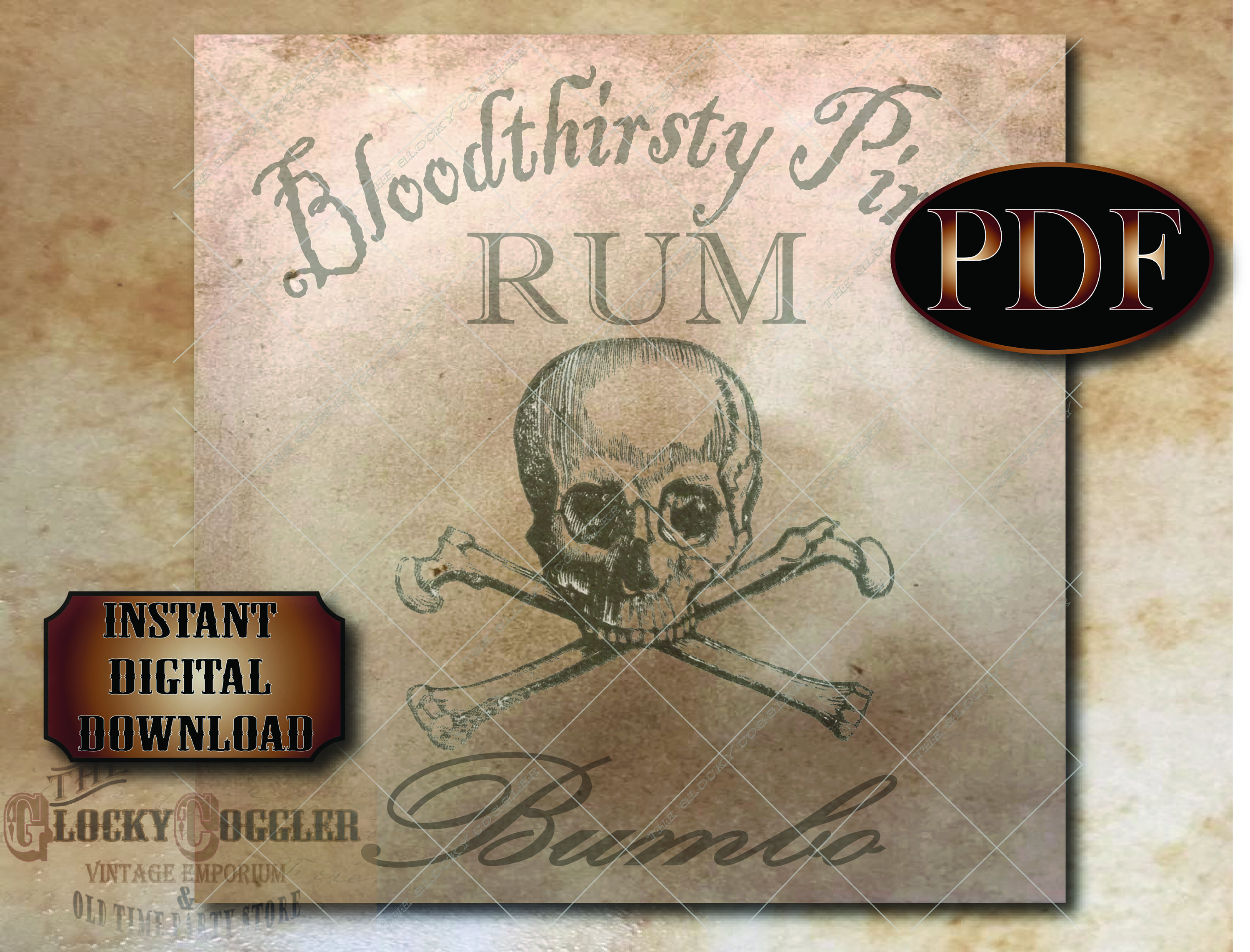 5 Rum Crate Labels Printable PDFs 12X12 Aged Paper | Etsy