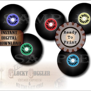 50s Printable Vinyl Record Images 5 PDF Files ~ 11x11" 1950s Retro ...