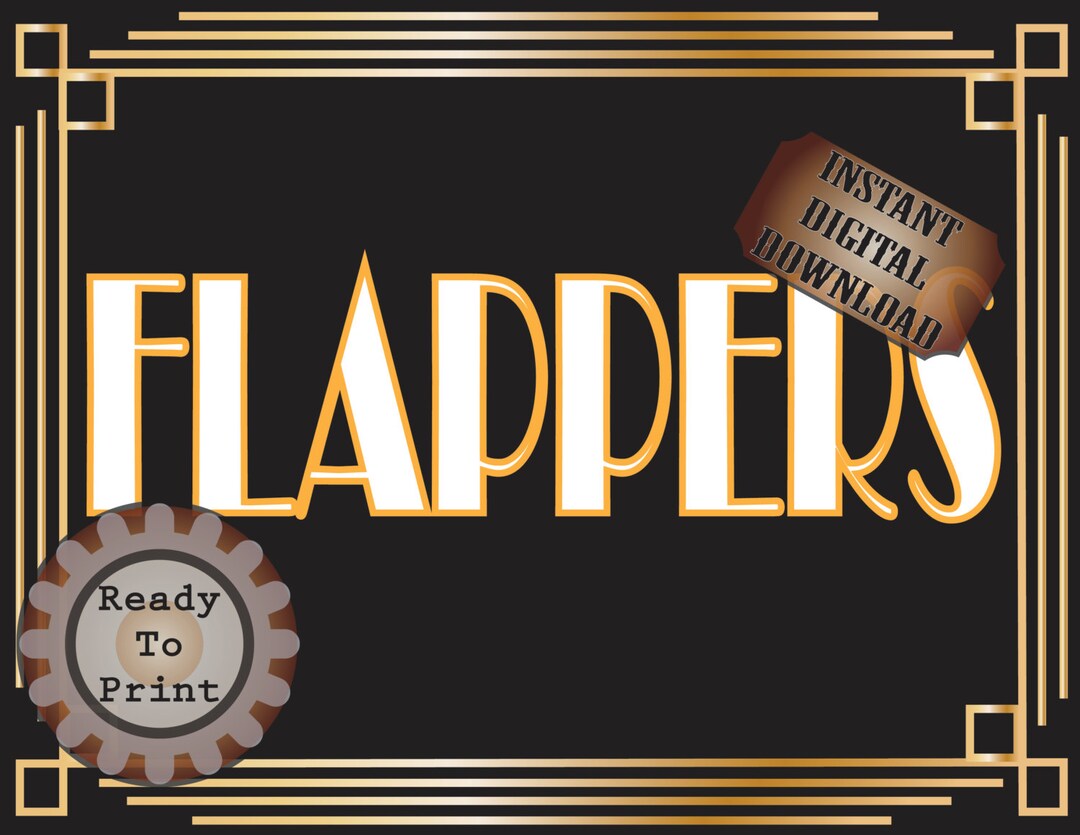Flappers Restroom Sign Printable Roaring 20s Prohibition Era Art Deco ...