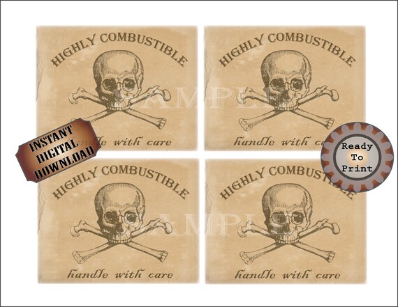 4 Bottle Labels Printable 3.5x4.5 Skull & Crossbones - Etsy