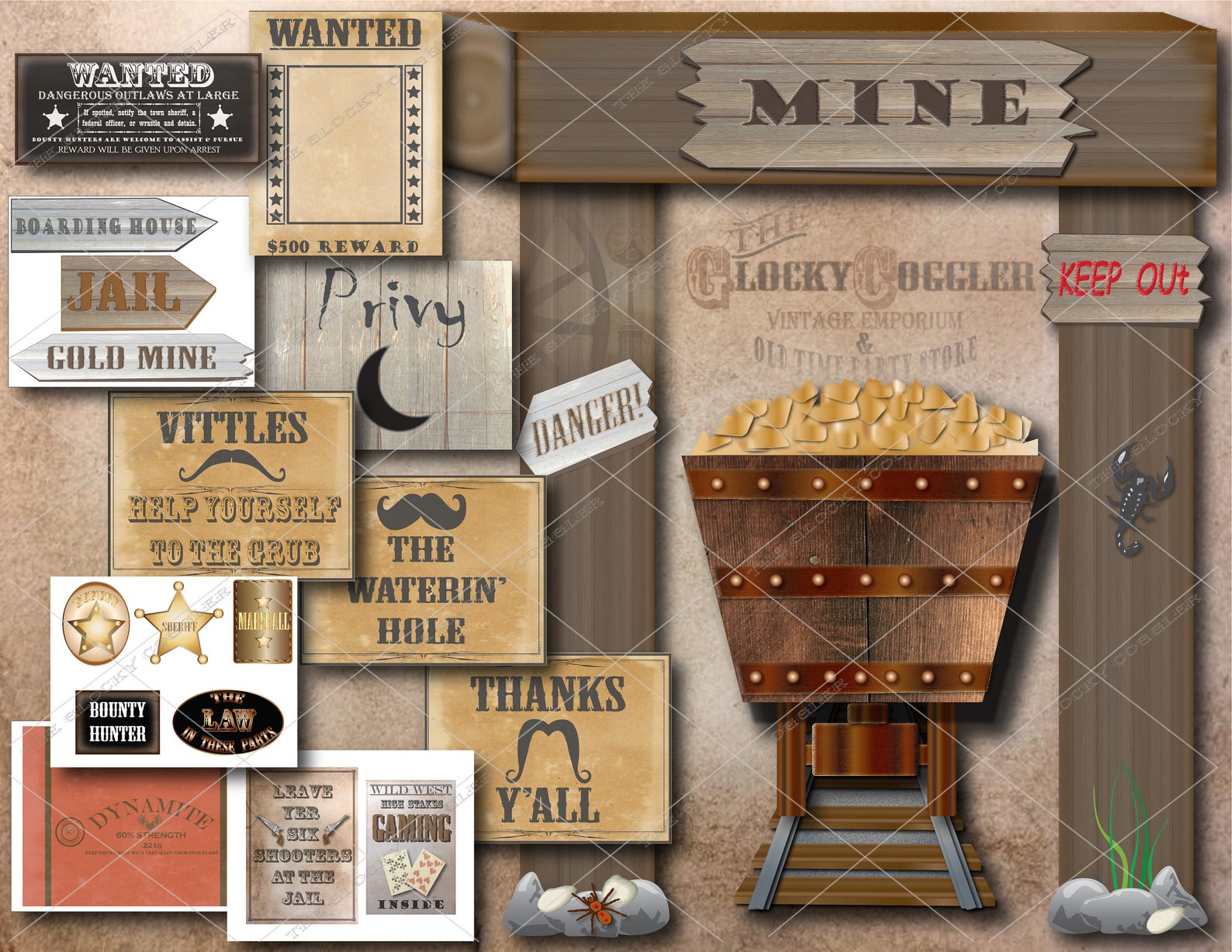 22 Piece Wild West Printable Party Pack WANTED Poster & - Etsy