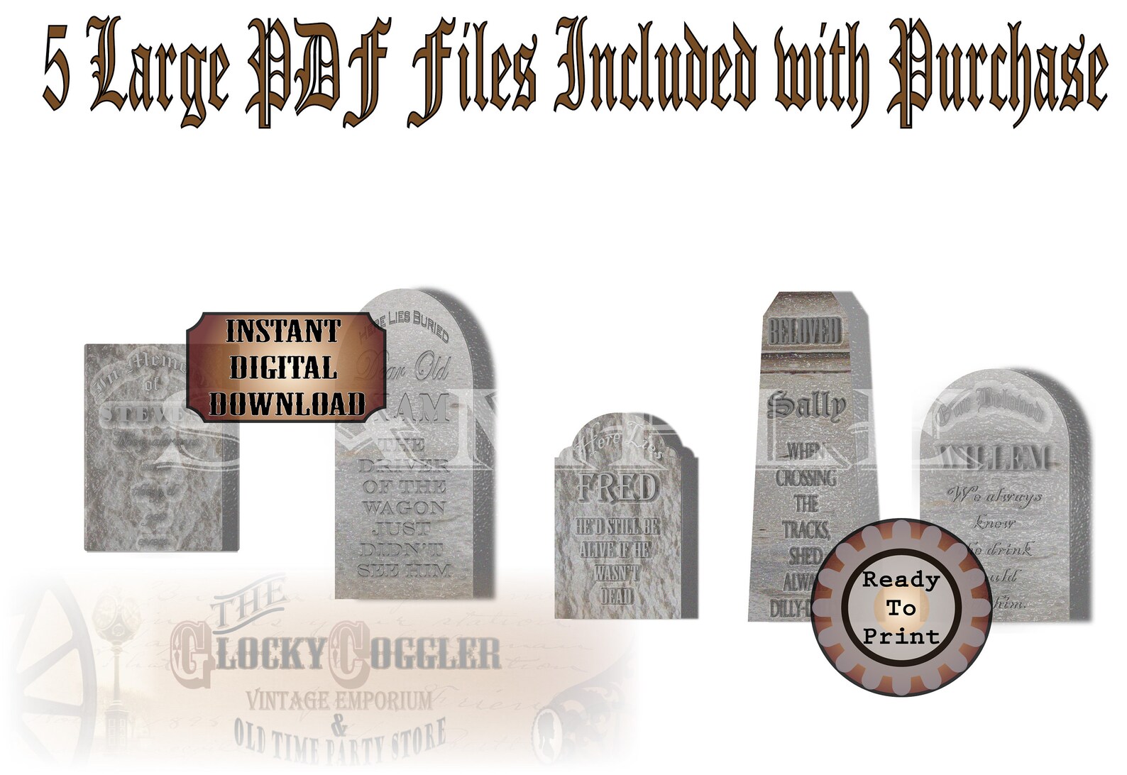 5 Gravestones Printable Halloween Decorations Wild West | Etsy