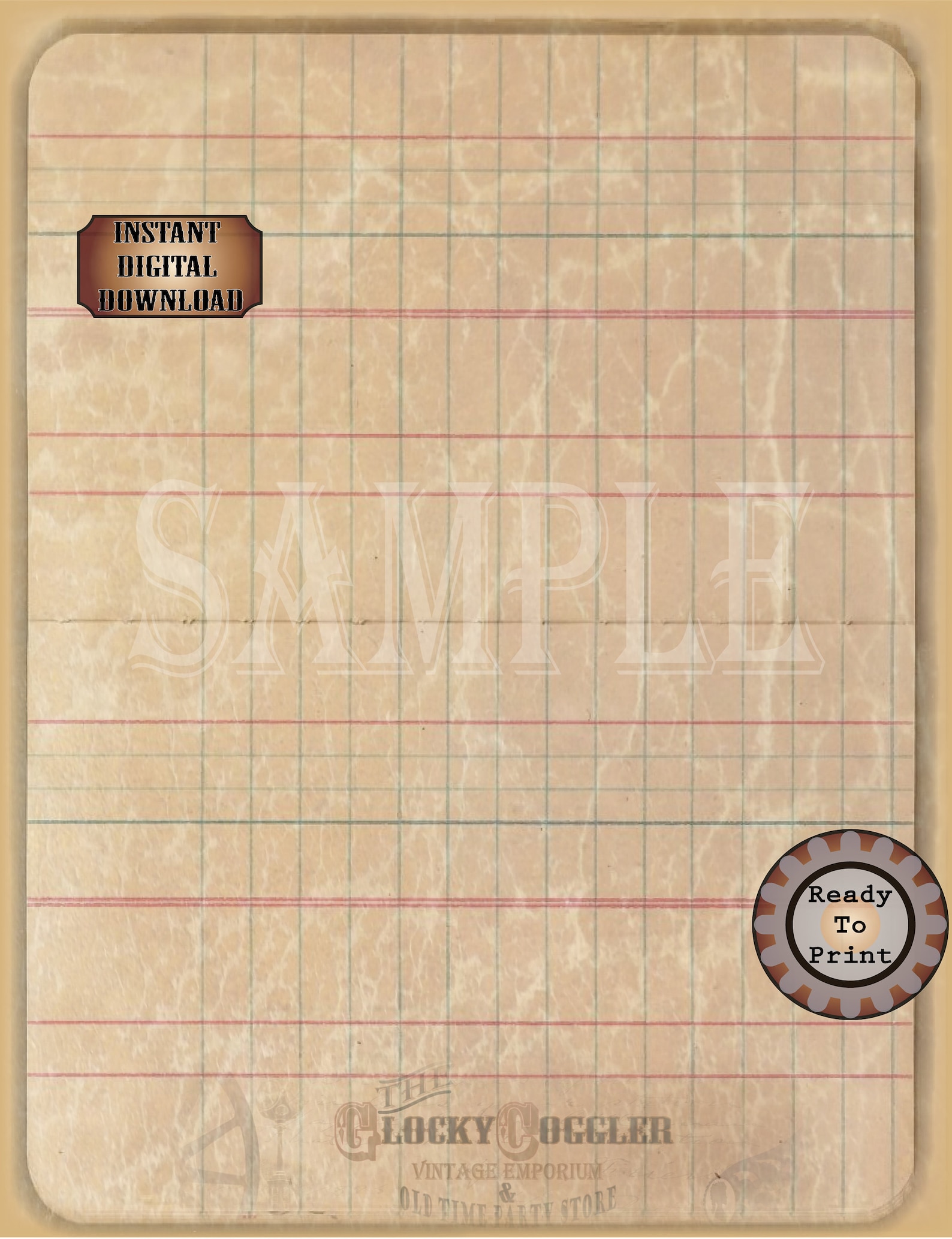 Old Ledger Sheet Printable Aged Paper Digital 8.5x11" Sheet ~ Tea ...