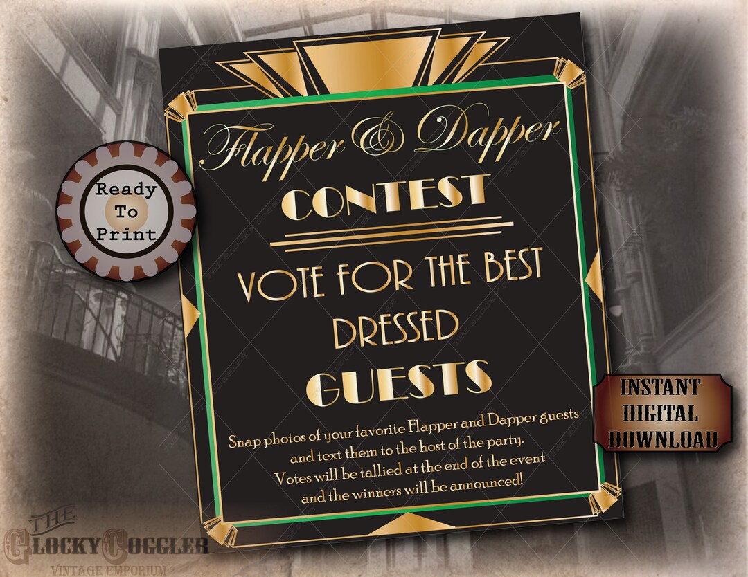 Flappers Dappers Contest Sign Printable Files 30x32 Best Dressed Guest ...