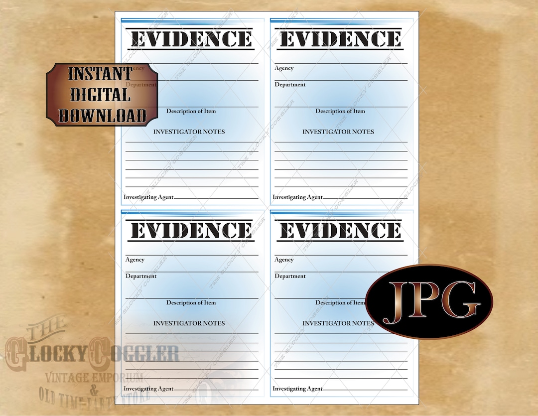 EVIDENCE BAG Printable 4x5.25" Zip Top Bag Labels Murder Mystery Escape ...