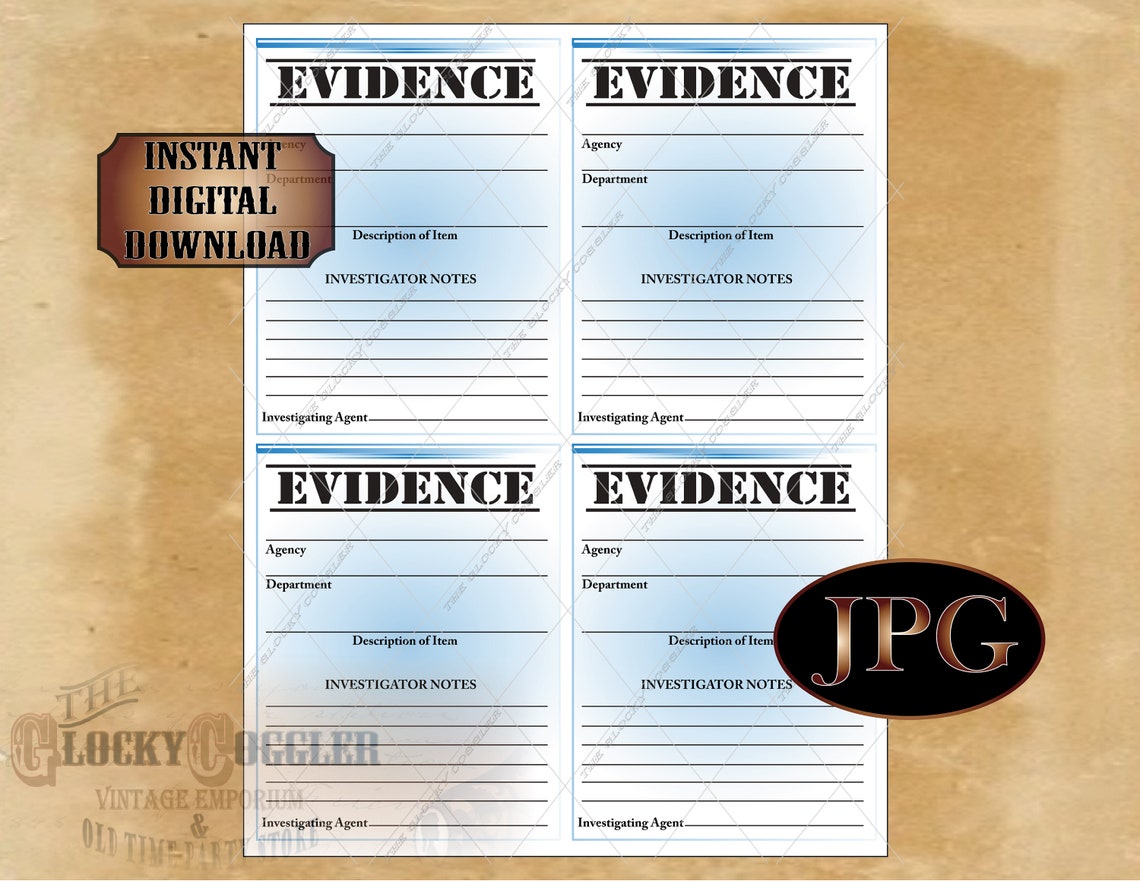 EVIDENCE BAG Printable 4x5.25 Zip Top Bag Labels Murder | Etsy