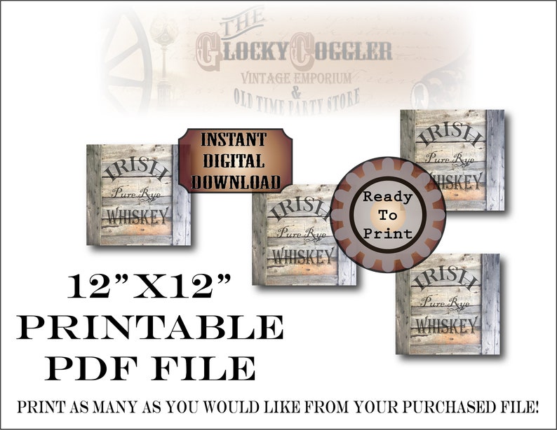 Weathered Crate Label IRISH WHISKEY 12x12 PDF 1 Pirate | Etsy
